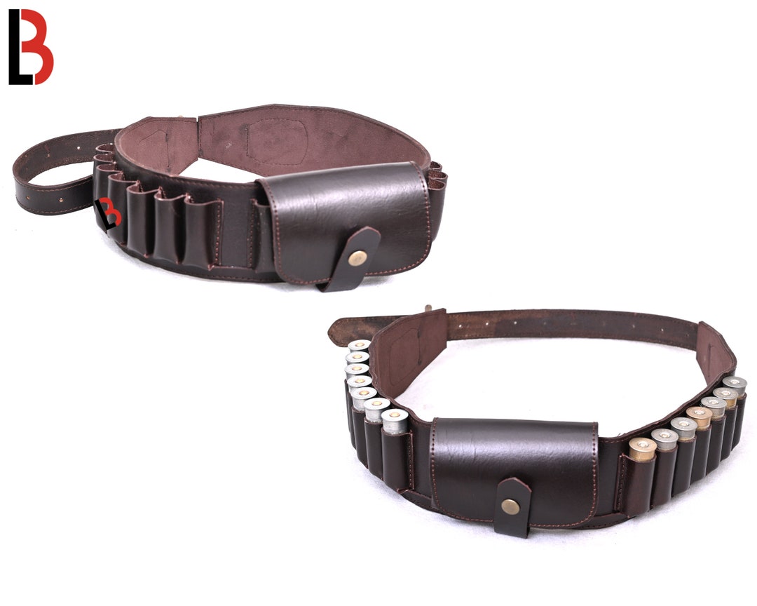 Cowhide Genuine Leather Shotshell Bandolier Belt Shotgun Shell Belt ...