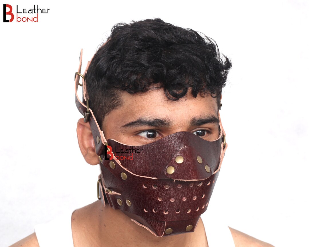 Genuine Cowhide Leather Steampunk Halloween Mask Hood Costume ...