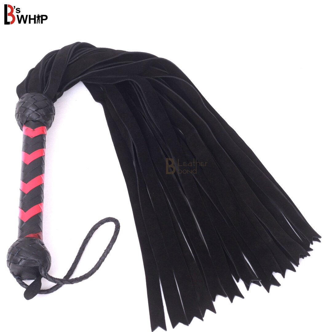 Real Genuine Cowhide Suede Leather Flogger 25 Falls Black Heavy Duty ...