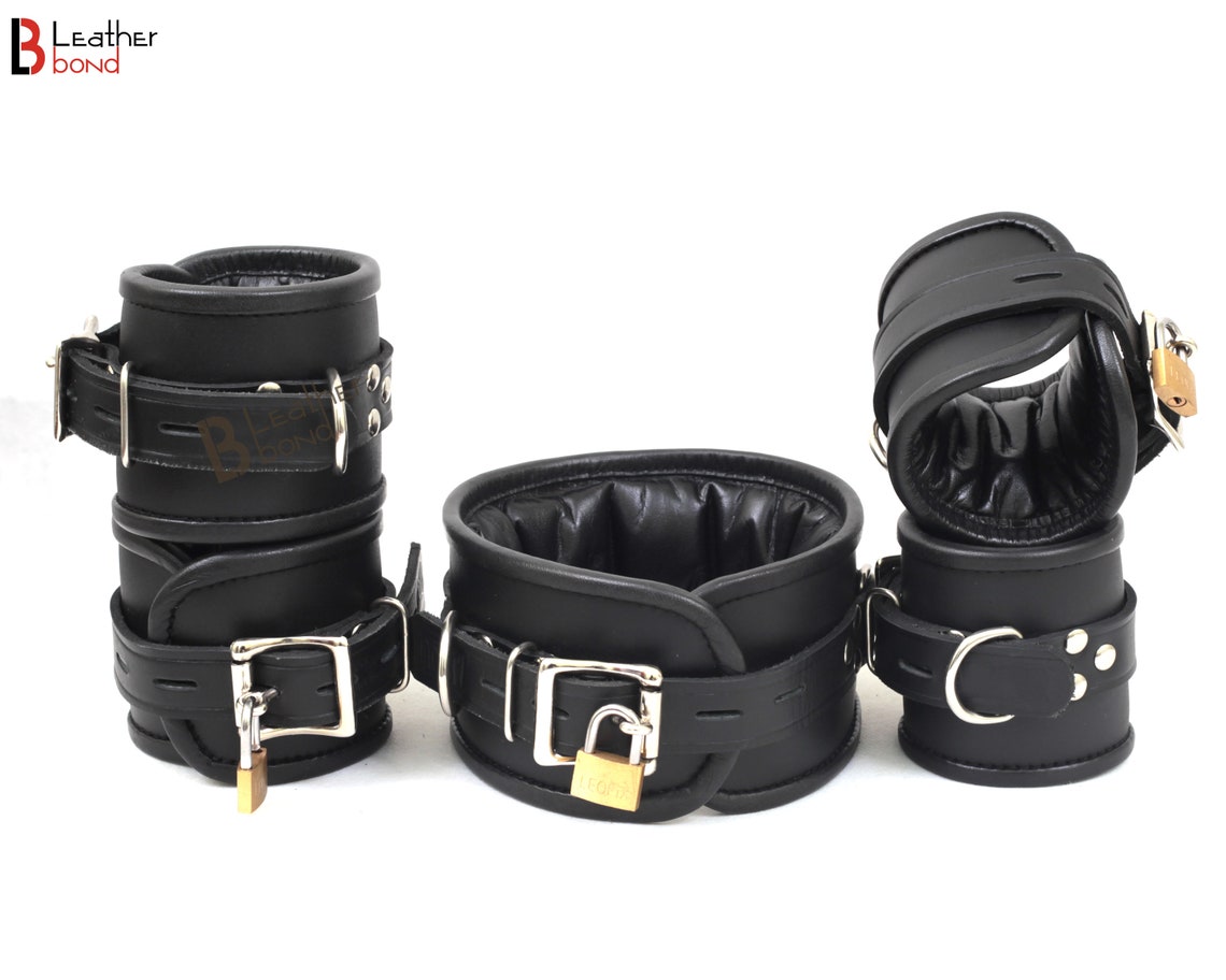 Real Cow Leather Wrist Ankle Cuffs & Neck Set Restraint - Etsy