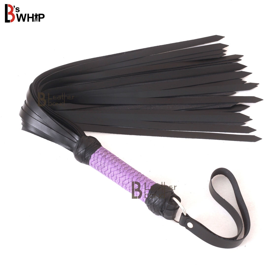Real Genuine Cow Hide Leather Flogger / Whip 50 Falls Purple & Black ...