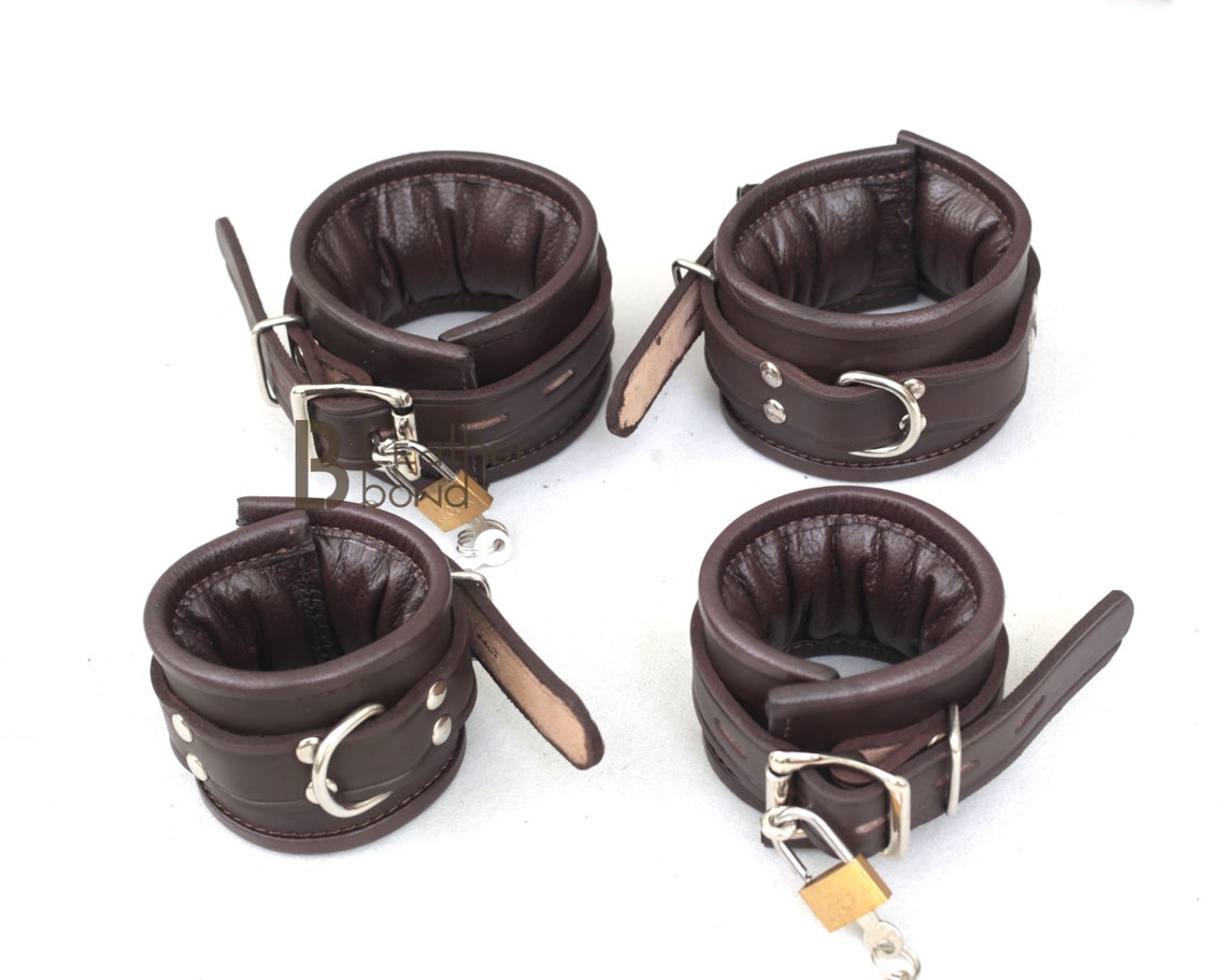 Real Cow Leather Wrist & Ankle Cuffs Set Restraint Bondage - Etsy