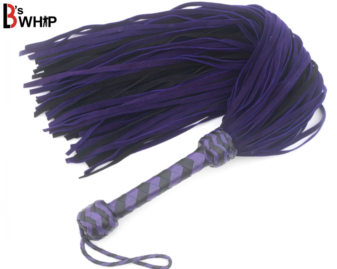 Real Genuine Cow Hide Suede Leather Flogger 50 Falls Purple & Black ...