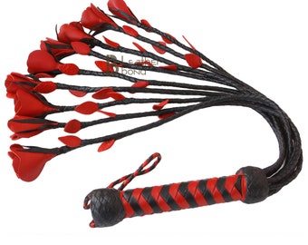 Real Genuine Cow Hide Leather Flogger 9 Braided Falls With Red | Etsy