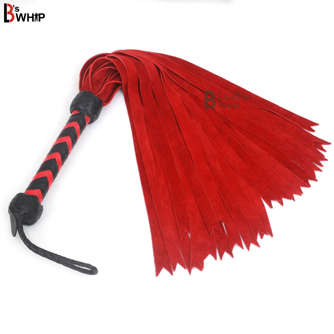 Real Genuine Cow Hide Suede Leather Flogger 25 Falls Red Heavy Duty ...