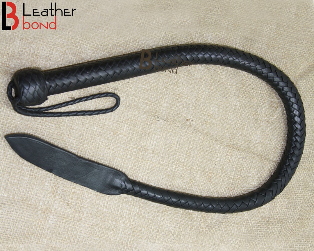Bull Whip 3 Feet 16 Strands Cow Hide Real Leather Dragon Tail Single ...