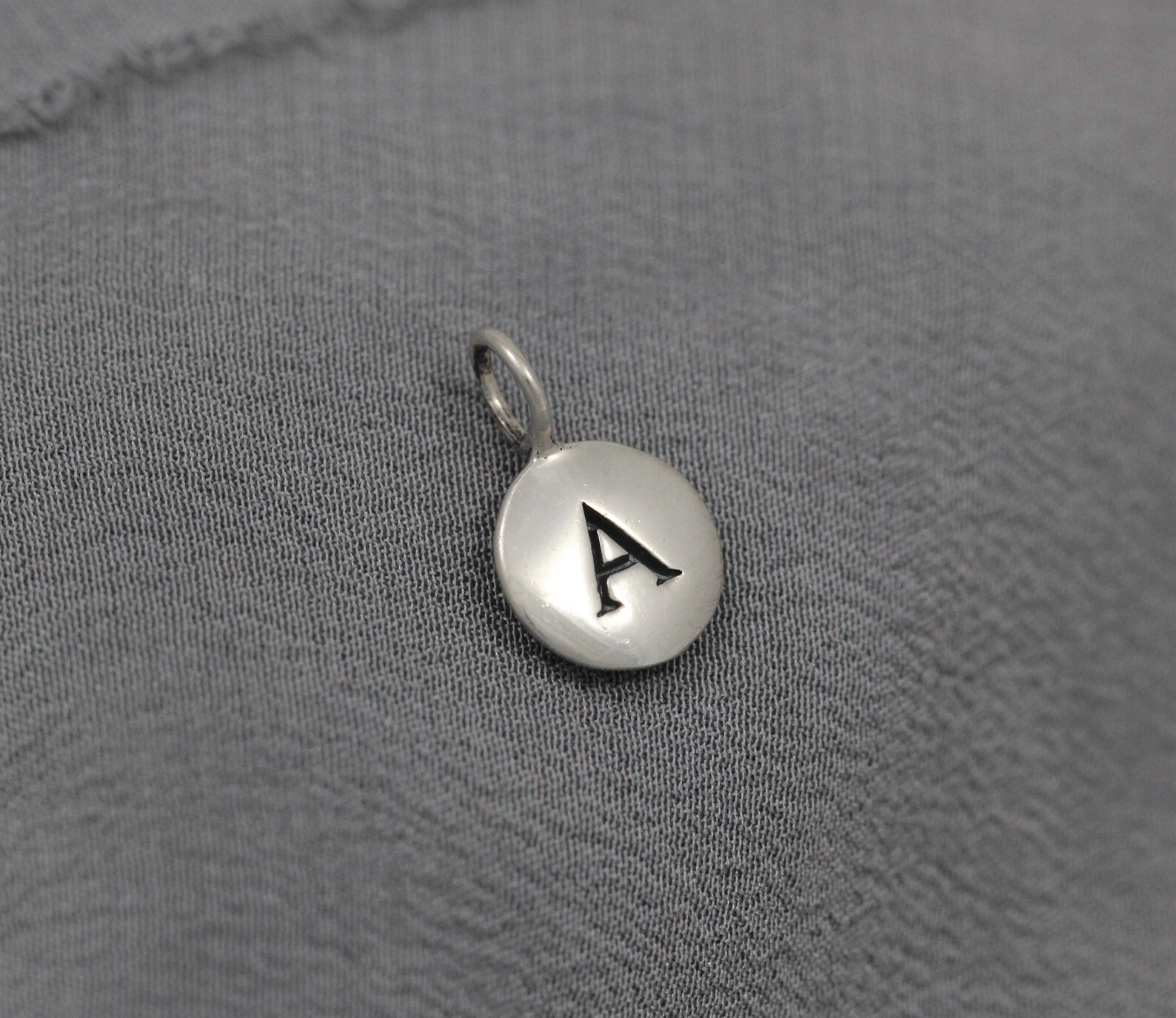 Sterling Silver Round Initial Charm Engraved Disc Shiny - Etsy