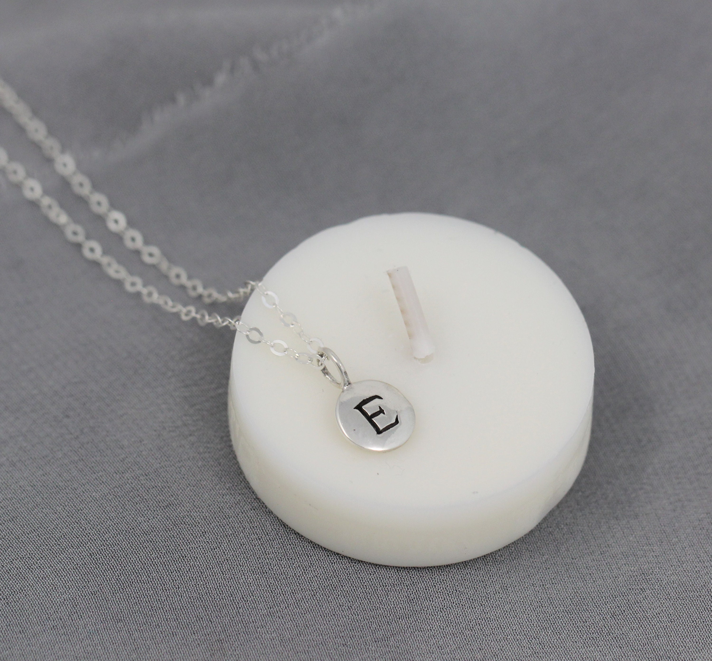 Sterling Silver Round Initial Charm Engraved Disc Shiny - Etsy