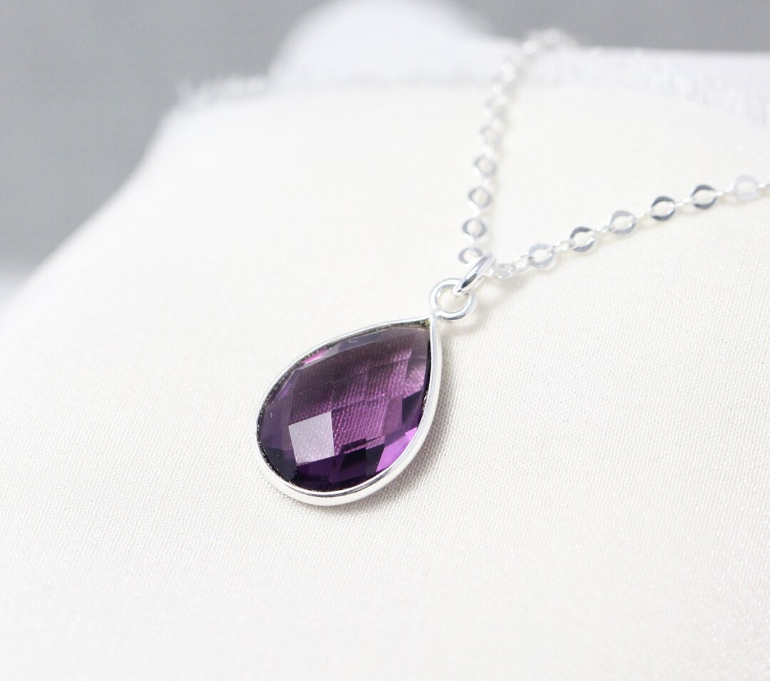 Sterling Silver Amethyst Necklace, February Birthstone Jewelry, Purple ...