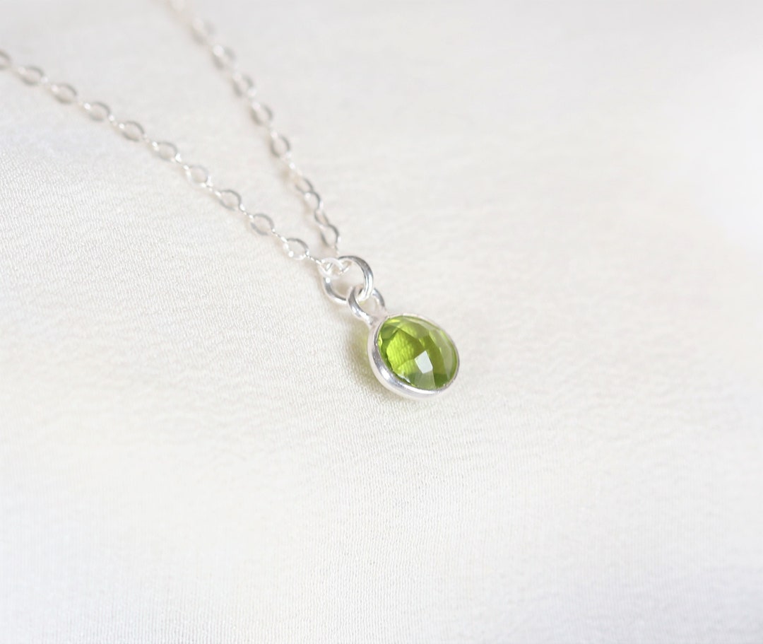 August Birthstone Necklace, Natural Gemstone Jewelry, Peridot Necklace ...