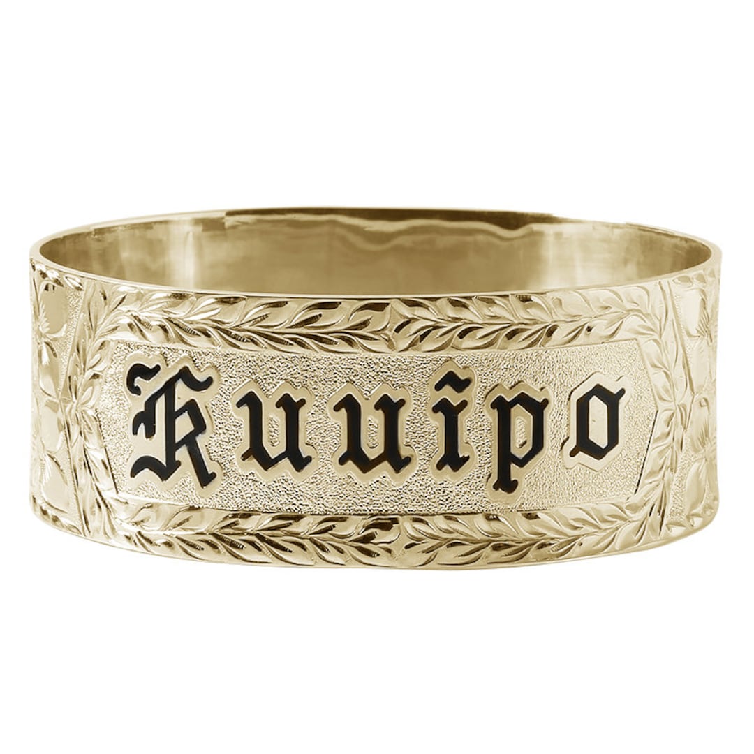 Personalized 14K Gold Hawaiian Heirloom Bangle: Custom Engraved - Etsy