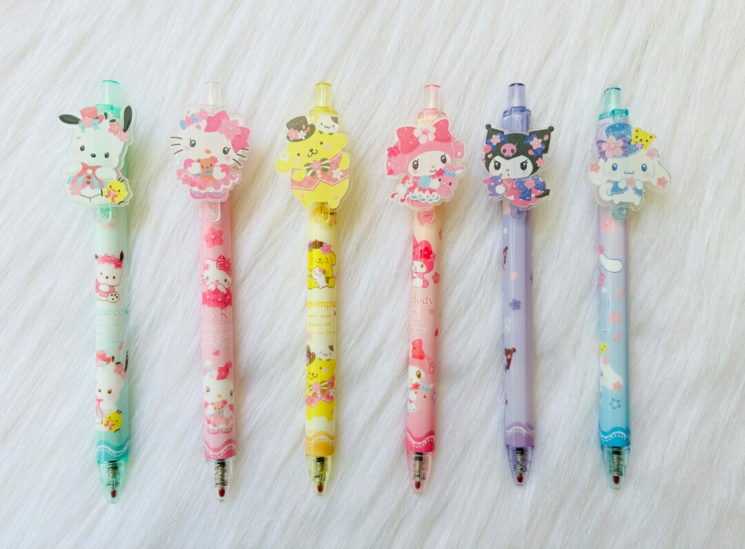 Cute Pens Kawaii Floral Japanese Characters Black Gel Ink - Etsy