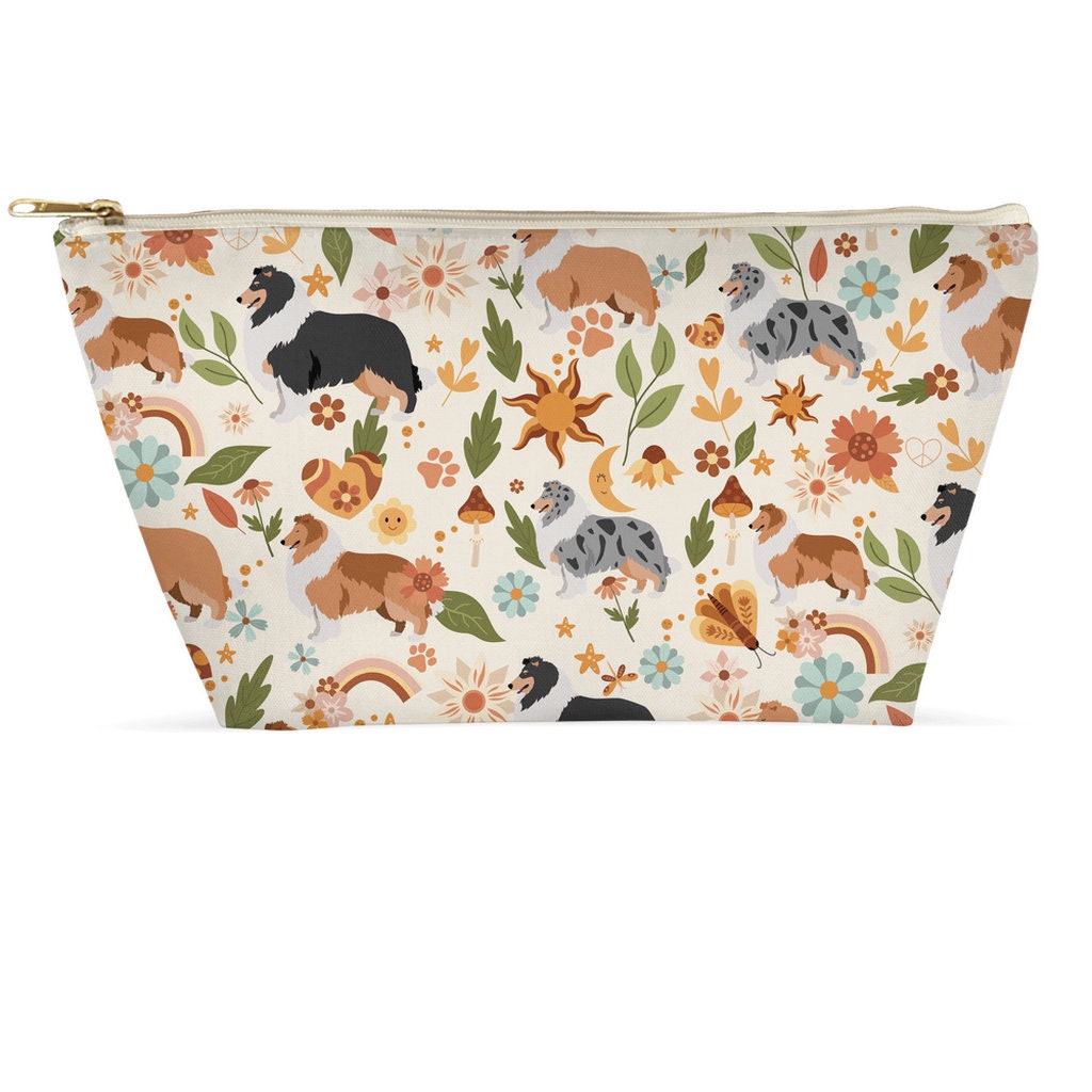 Rough Collie Accessory Pouches, Blue Merle Collie Makeup Bag, Sable ...