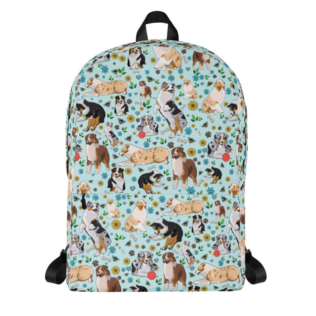 Australian Shepherd Backpack, Mini Aussie School Bag, Blue Merle Aussie ...