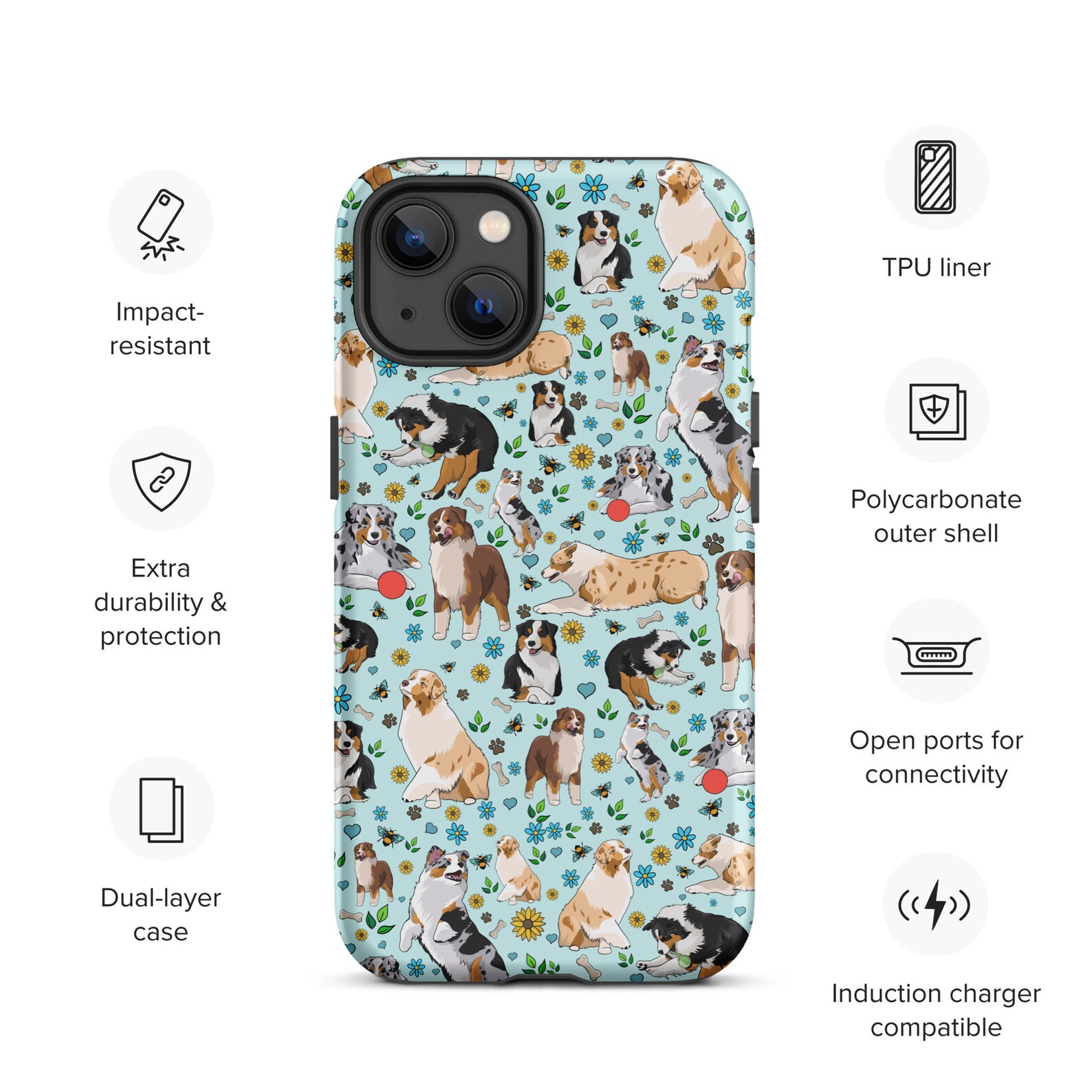 Australian Shepherd Tough Case for Iphone®, Blue Merle, Red Merle, Red ...