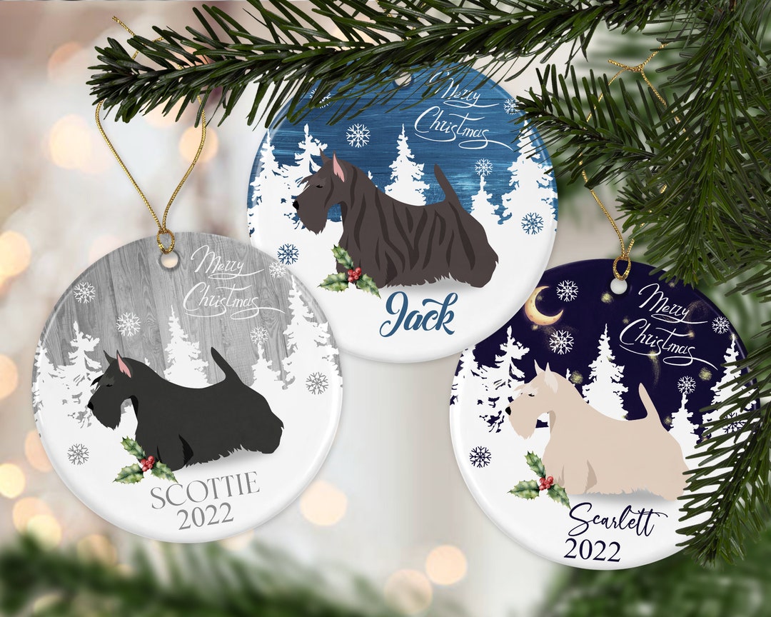 Custom Scottie Christmas Ornament, Personalized Brindle Scottie Terrier ...