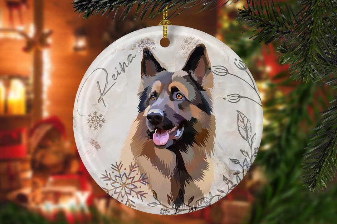 Custom German Shepherd, GSD Christmas Ceramic Ornaments, Pet Memorial ...