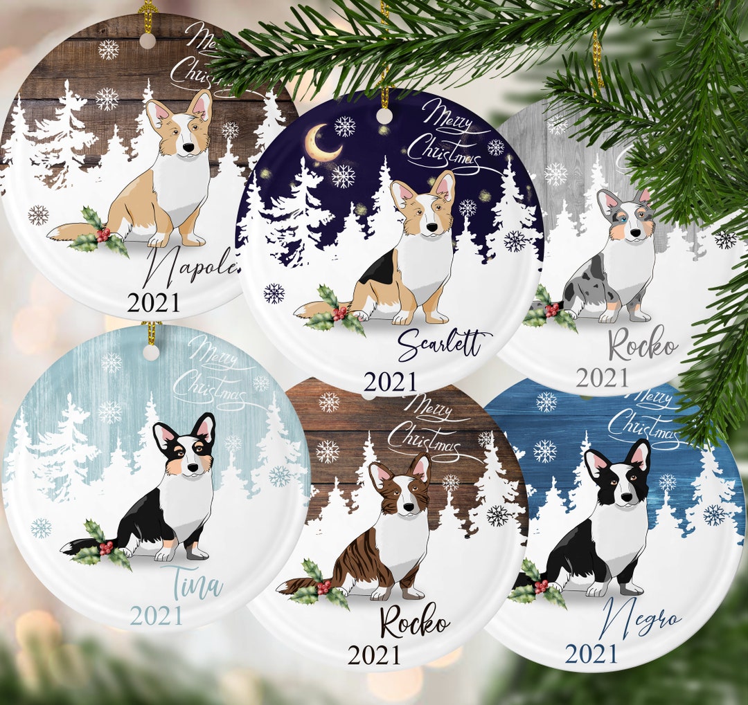 Custom Cardigan Corgi Ceramic Ornament, Tri Color Corgi, Blue Merle ...