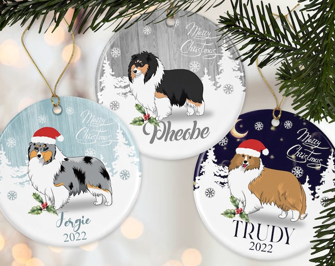 Christmas Sheltie Ornament, Shetland Sheepdog Decoration, Sheltie Dog ...