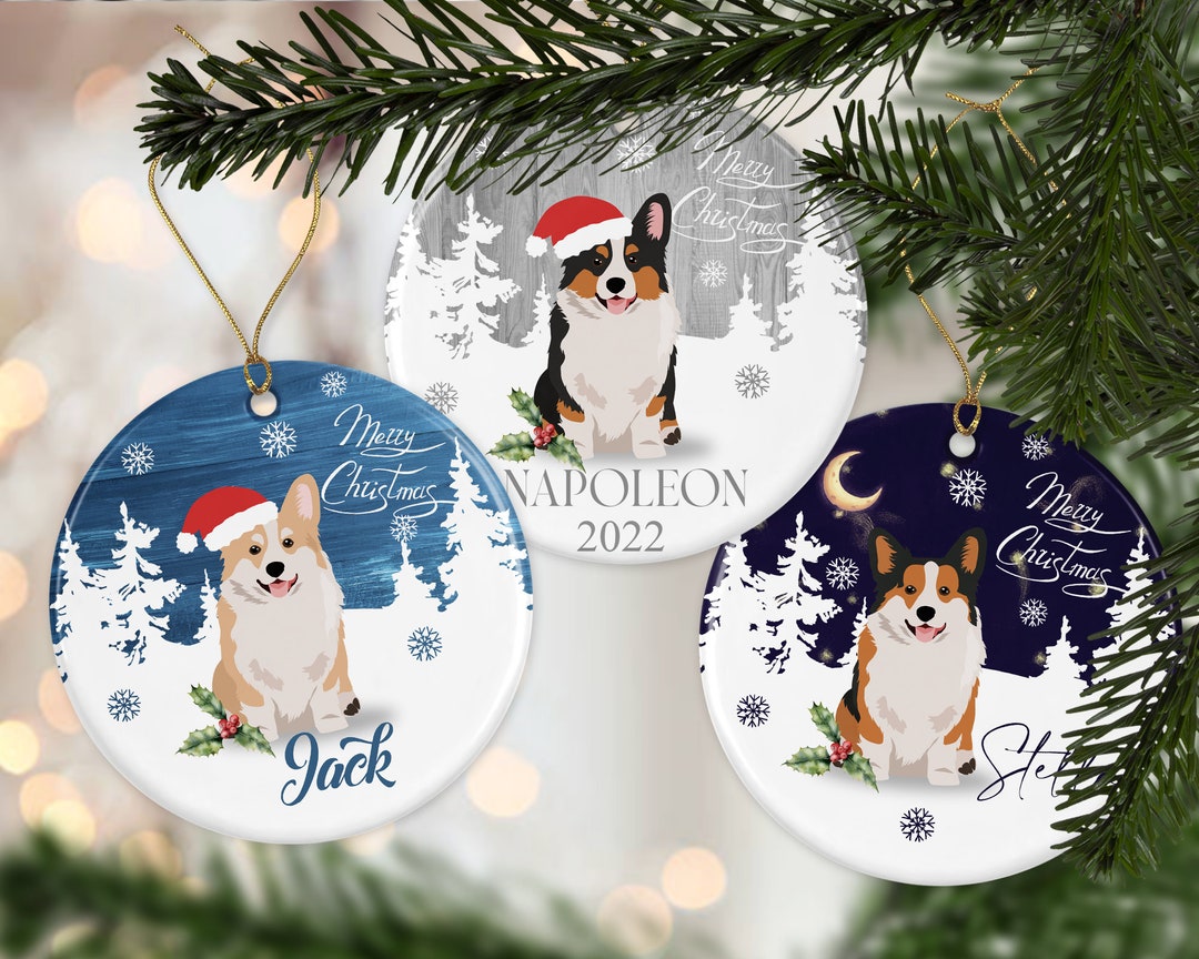 Custom Corgi Christmas Ornament, Personalized Pembroke Welsh Corgi, Tri ...