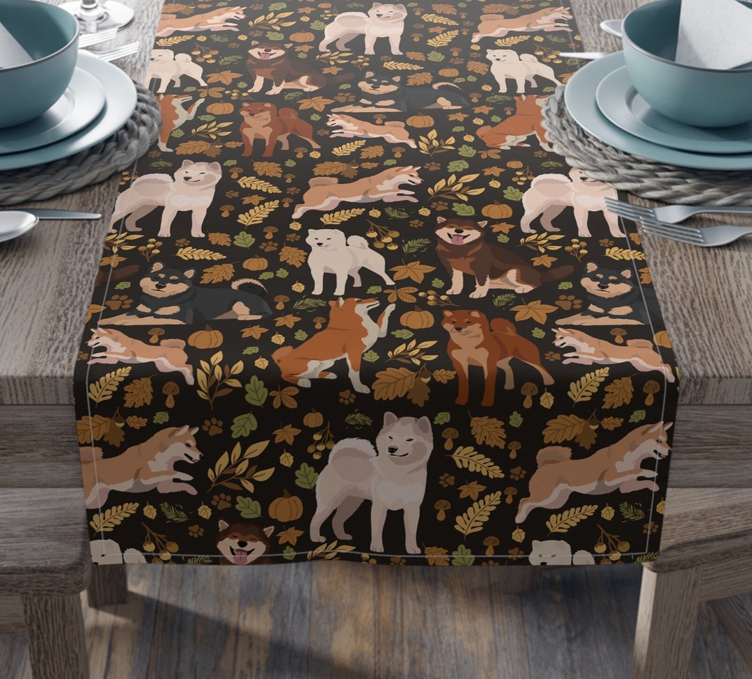 Shiba Inu Table Runner cotton, Poly, Shiba Lover Gift, Tri Color Shiba ...