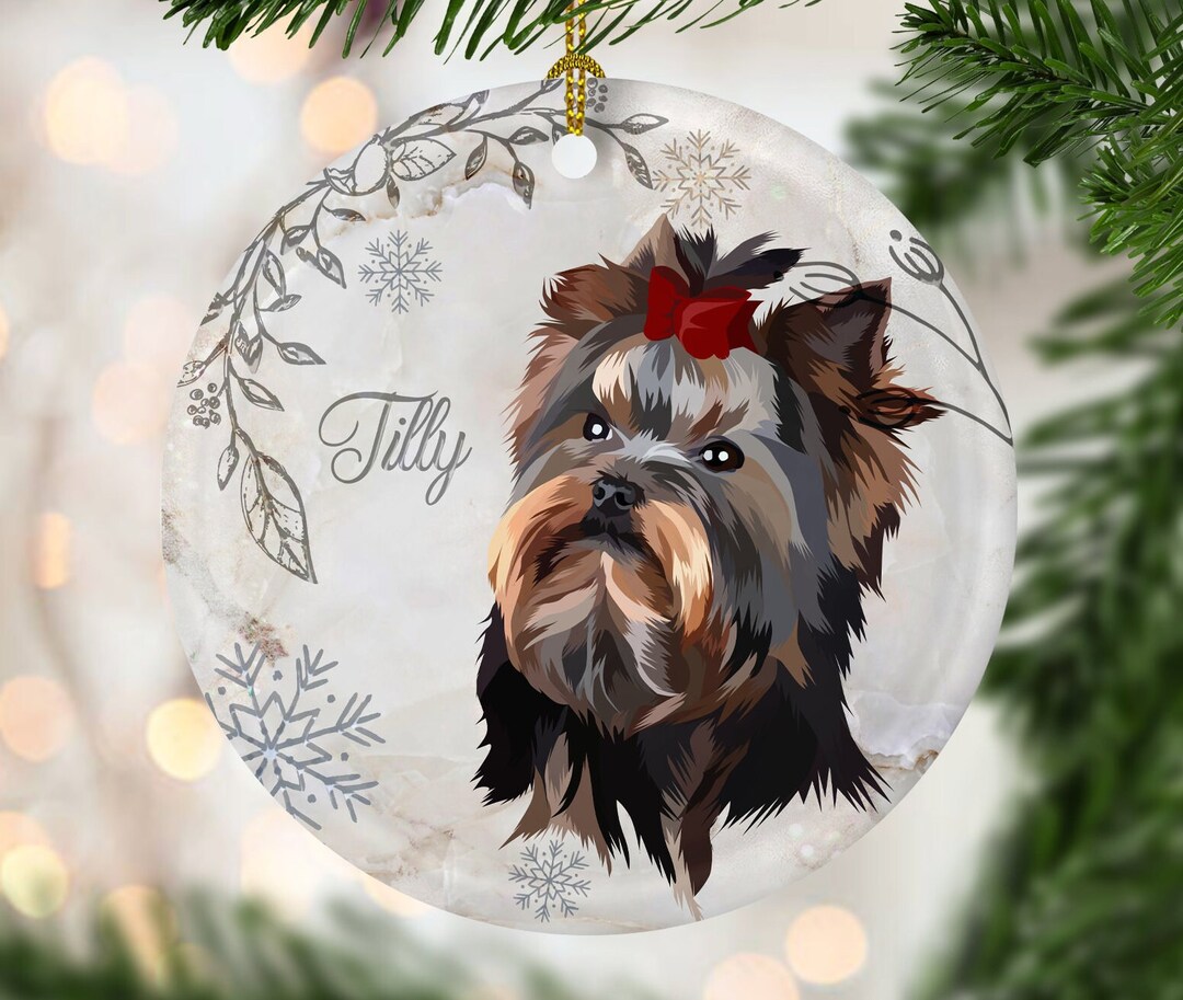 Custom Yorkshire Terrier Porcelain Ornaments, Yorkie Christmas, Yorkie ...