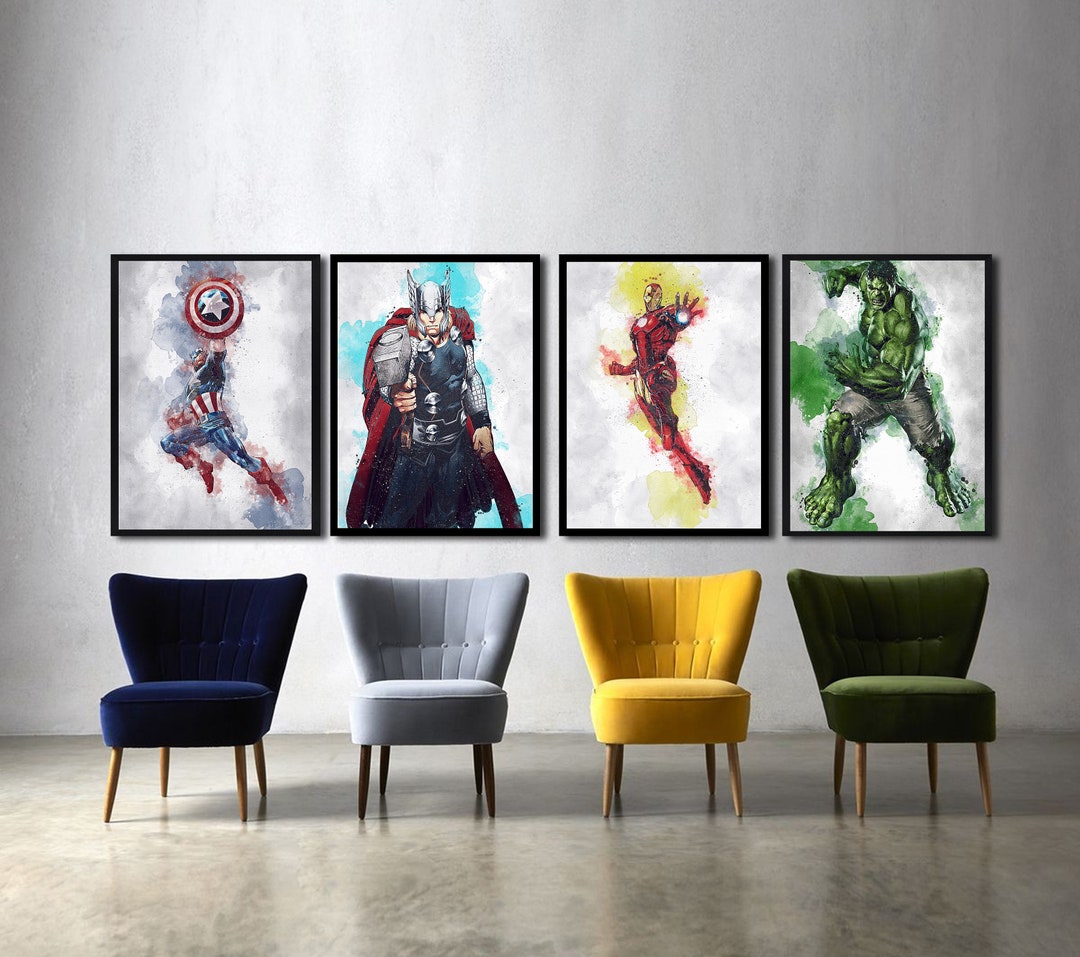 Marvel Avengers Poster Set - All 4 Poster Set - Captain America, Iron ...