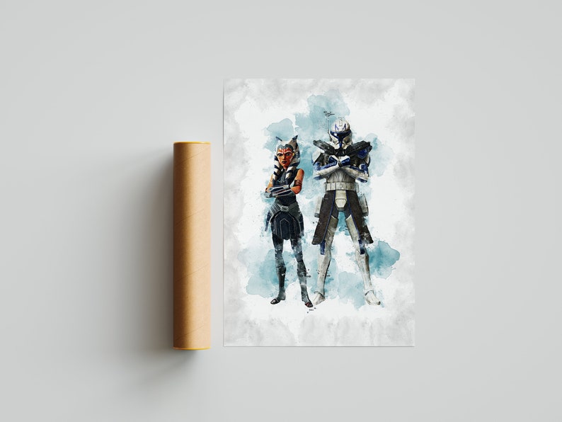 Ahsoka Tano & Captain Rex Poster - Star Wars Poster - Canvas Poster ...
