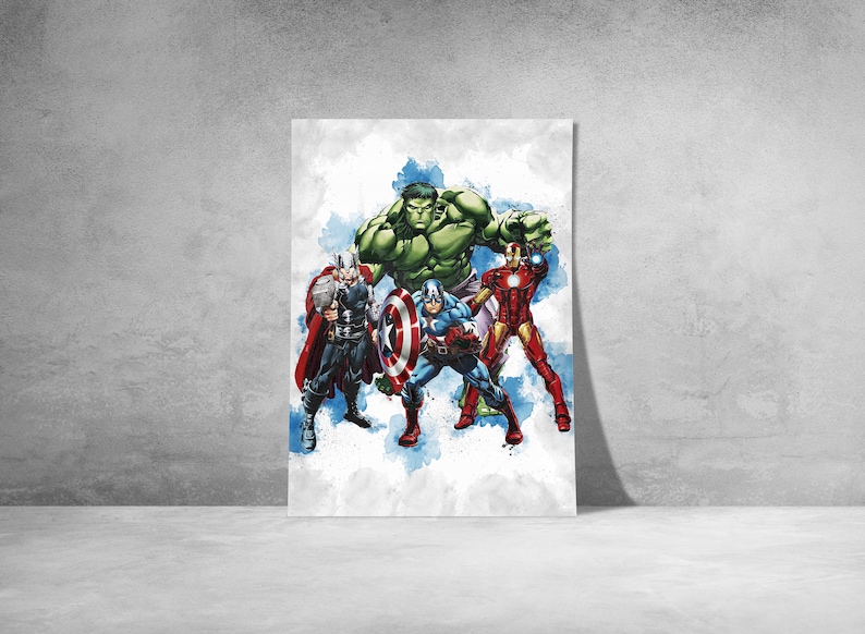 MARVEL AVENGERS POSTER Thor Iron Man Hulk Captain America - Etsy