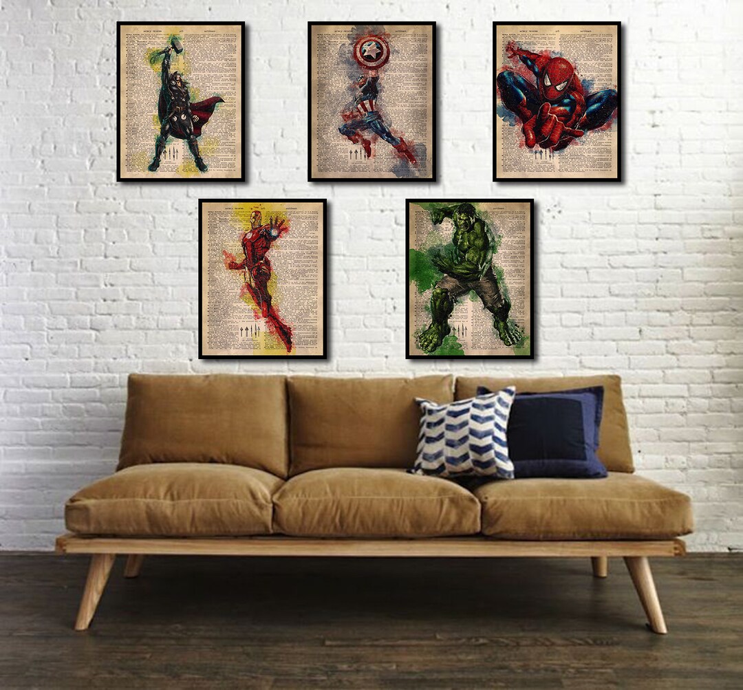 Marvel Avengers Poster Set - Captain America, Iron Man, Thor, Hulk ...