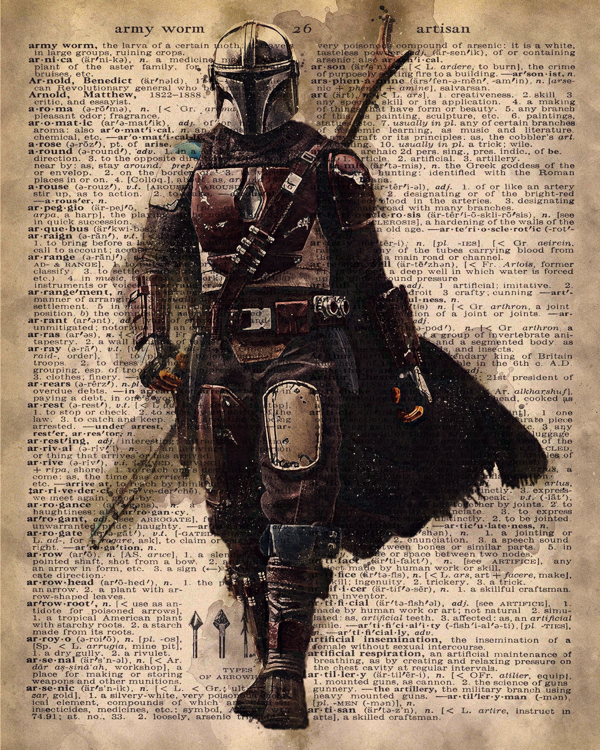 STAR WARS POSTER - Mandalorian Poster - Dictionary Page Art Poster ...