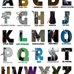 STAR WARS POSTER - Star Wars Alphabet - Star Wars Print - Alphabet ...