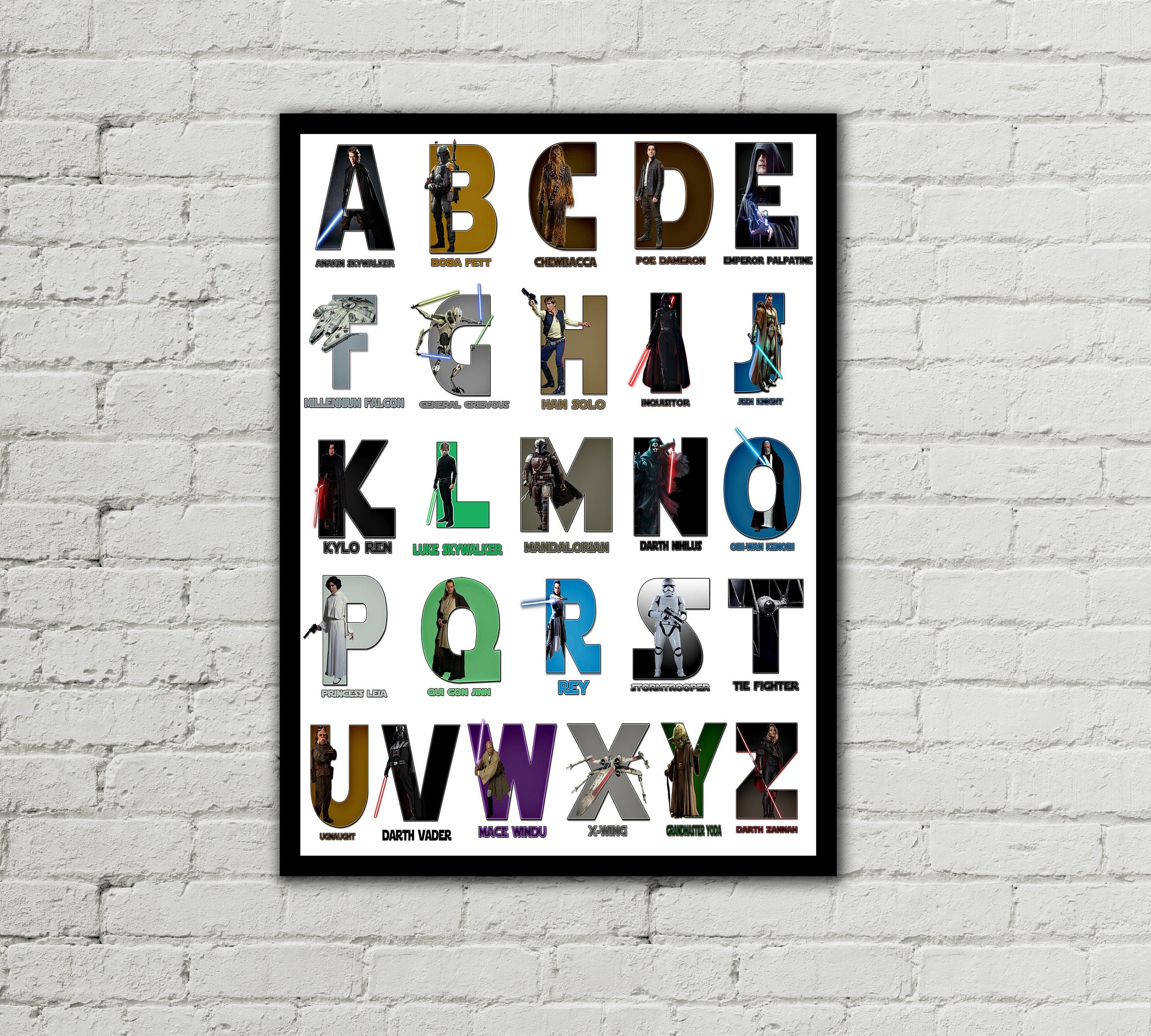 STAR WARS POSTER Star Wars Alphabet Star Wars Print - Etsy Australia