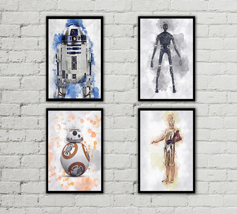 Star Wars Droids Set - R2-D2, BB-8, K-2SO, C-3PO - Star Wars Print ...