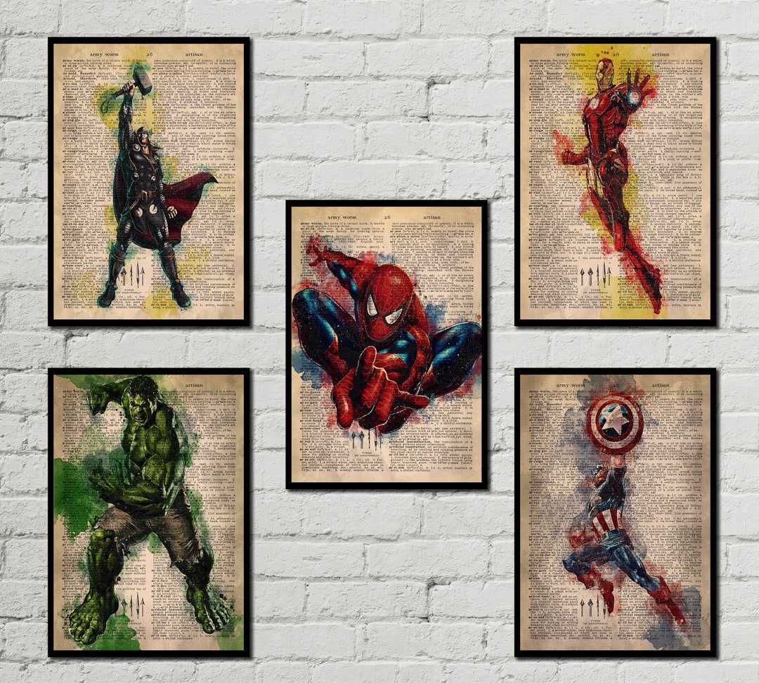 Marvel Avengers Set - Captain America, Iron Man, Thor, Hulk, Spiderman ...
