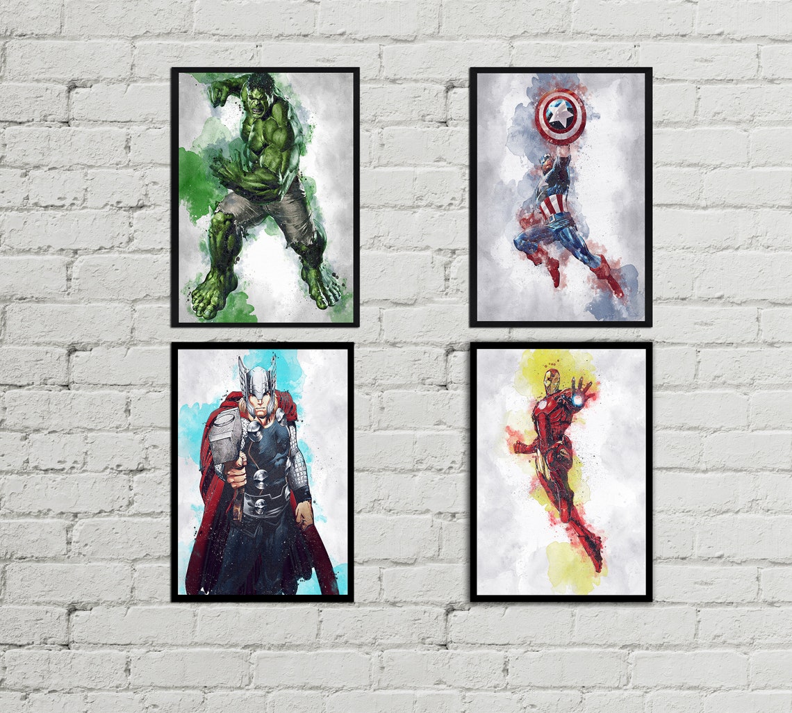 Marvel Avengers Poster Set - All 4 Poster Set - Captain America, Iron ...