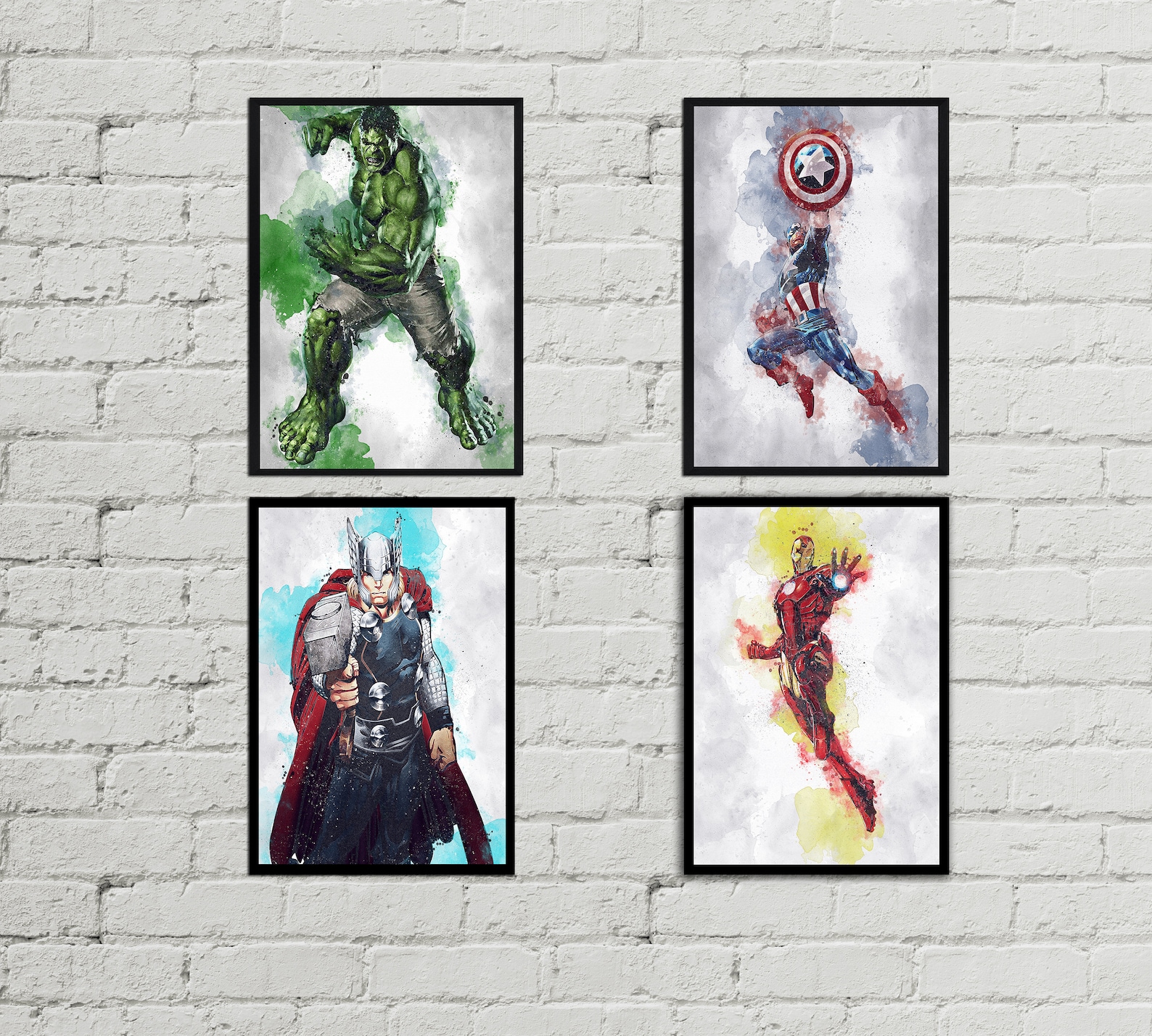 Marvel Avengers Poster Set All 4 Poster Set Captain - Etsy