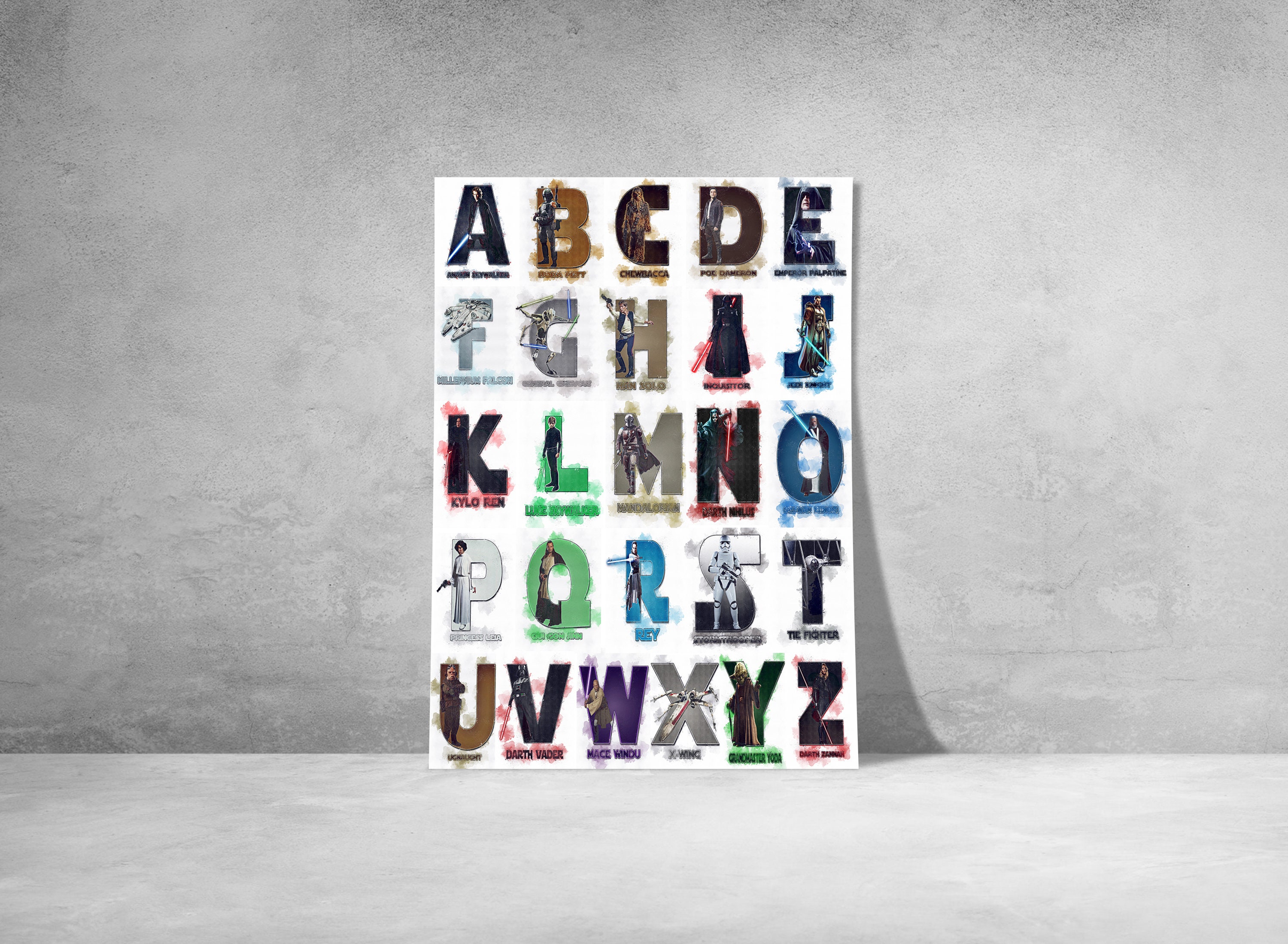 STAR WARS POSTER Star Wars Alphabet Star Wars Print - Etsy