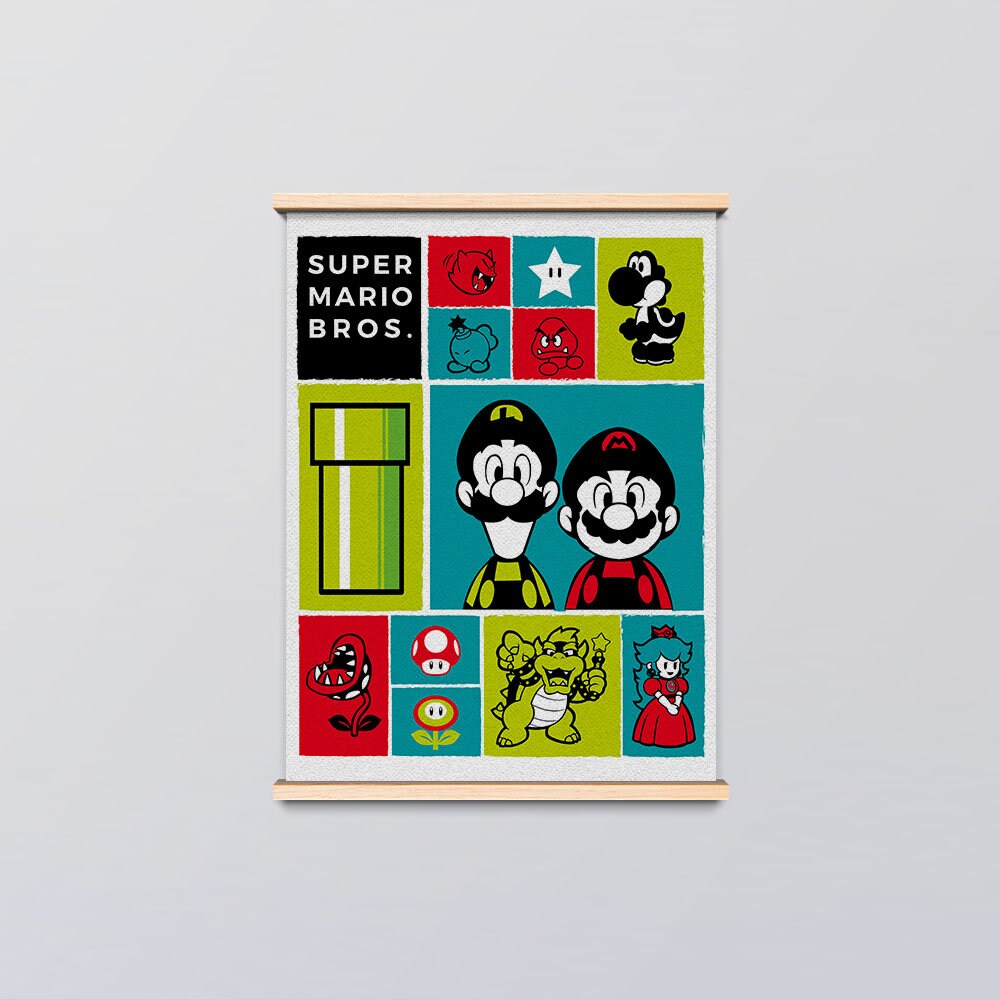 Cartel de Super Mario Impresión de iconos de Super Mario | Etsy