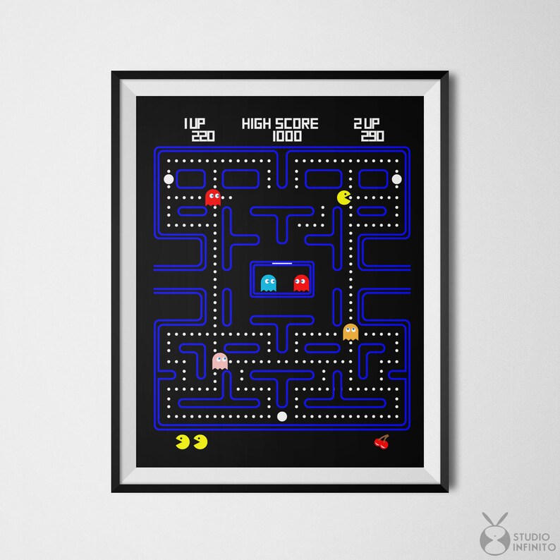 Pac Man Poster Video Game Print Video Game Art Atari Retro | Etsy