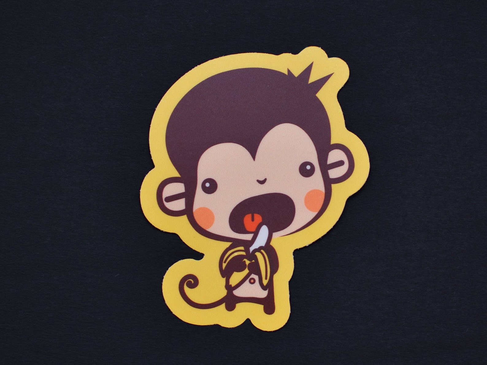 Monkey Eating Banana 4 Vinyl Sticker Extra Large Sticker Waterproof and ...