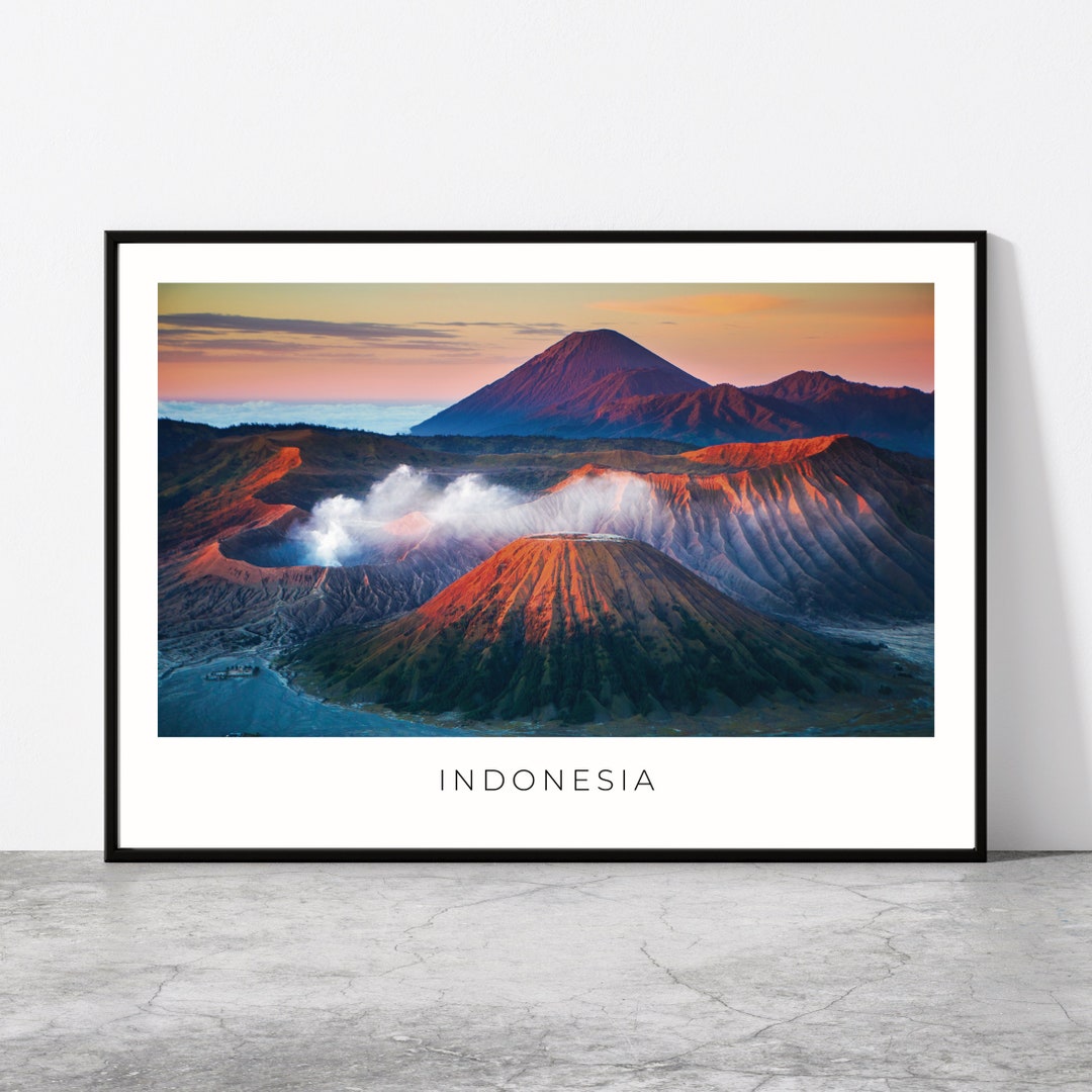 Indonesia Wall Art Indonesia Home Decor Mount Bromo Volcano Indonesian ...