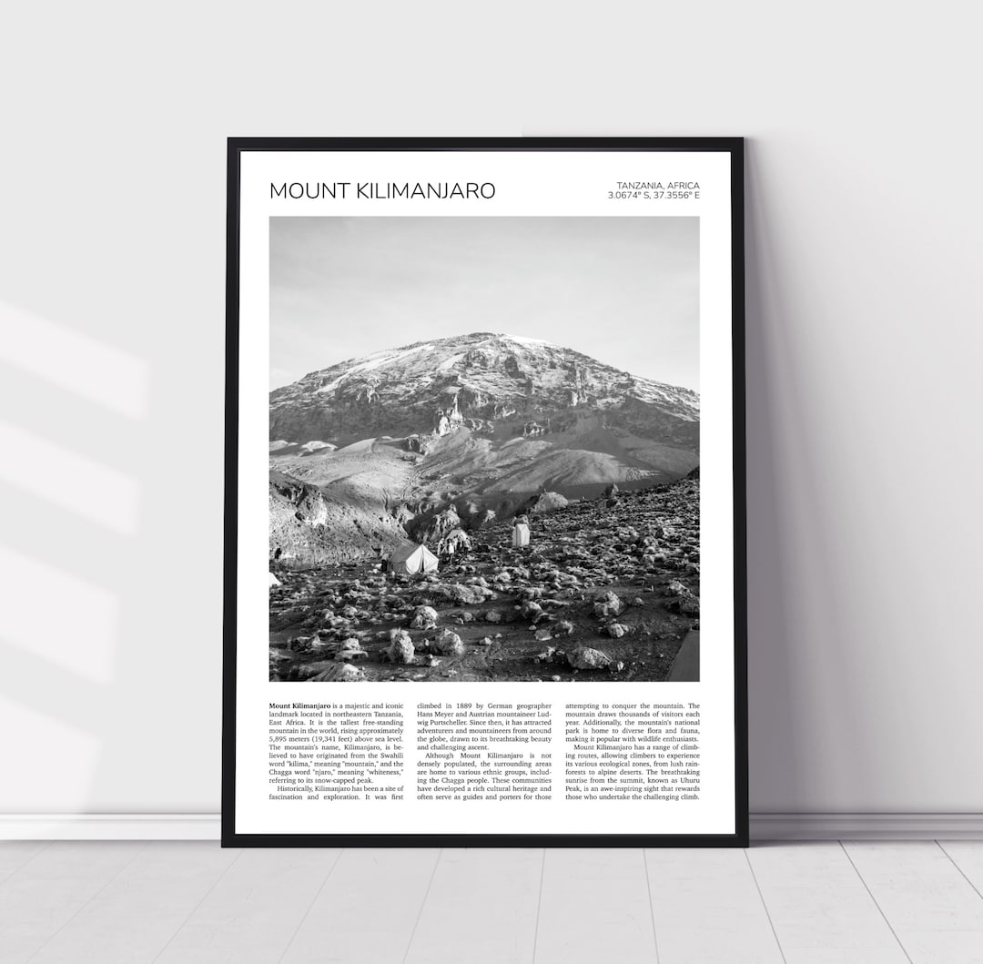 Mount Kilimanjaro Wall Art Mt Kilimanjaro Artful Travel Poster Print ...
