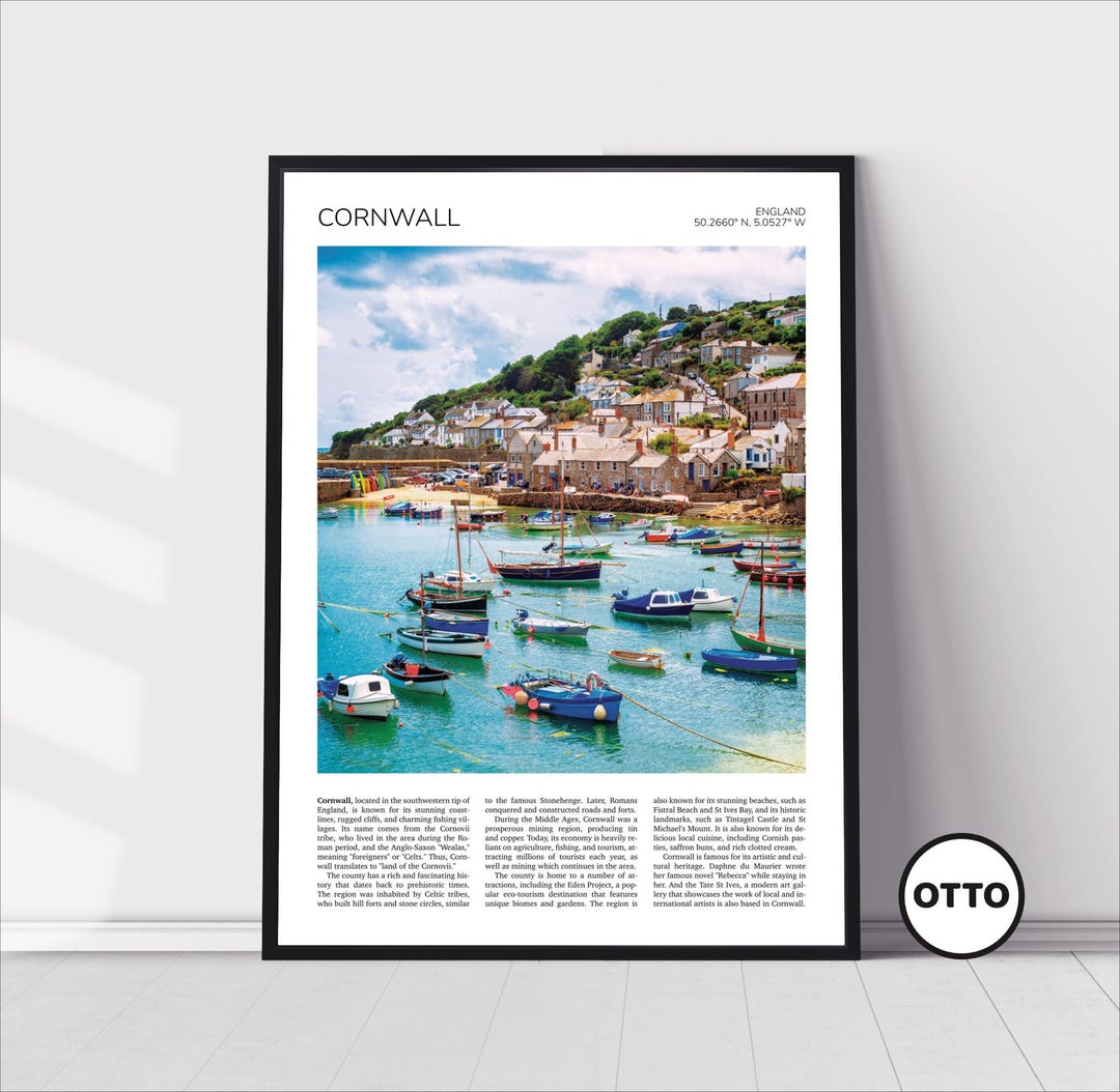 Cornwall Wall Art | Mousehole Village and Fishing Port Home Decor Print ...