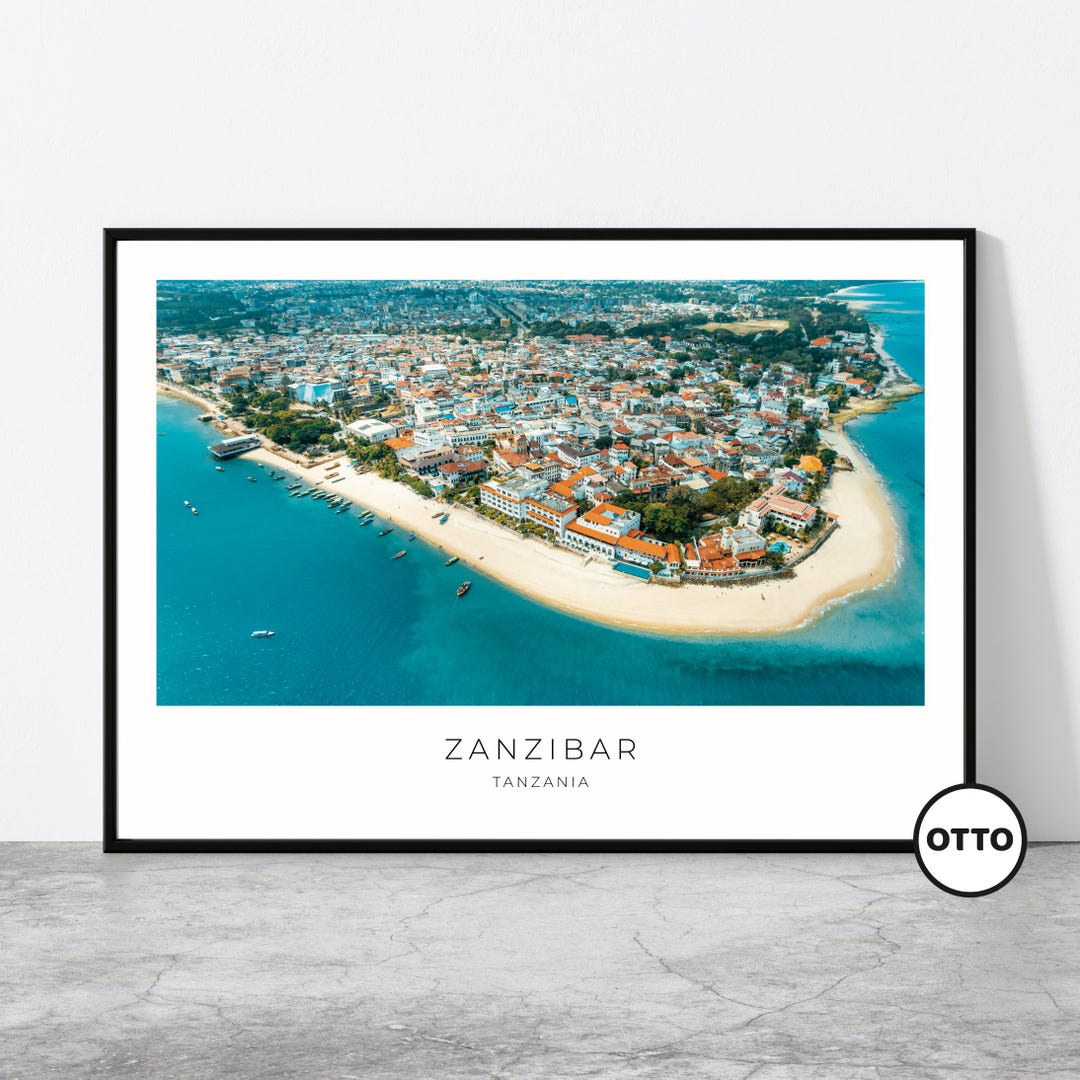 Zanzibar Wall Art | Zanzibar Home Decor Print | Aerial Coastline Art ...