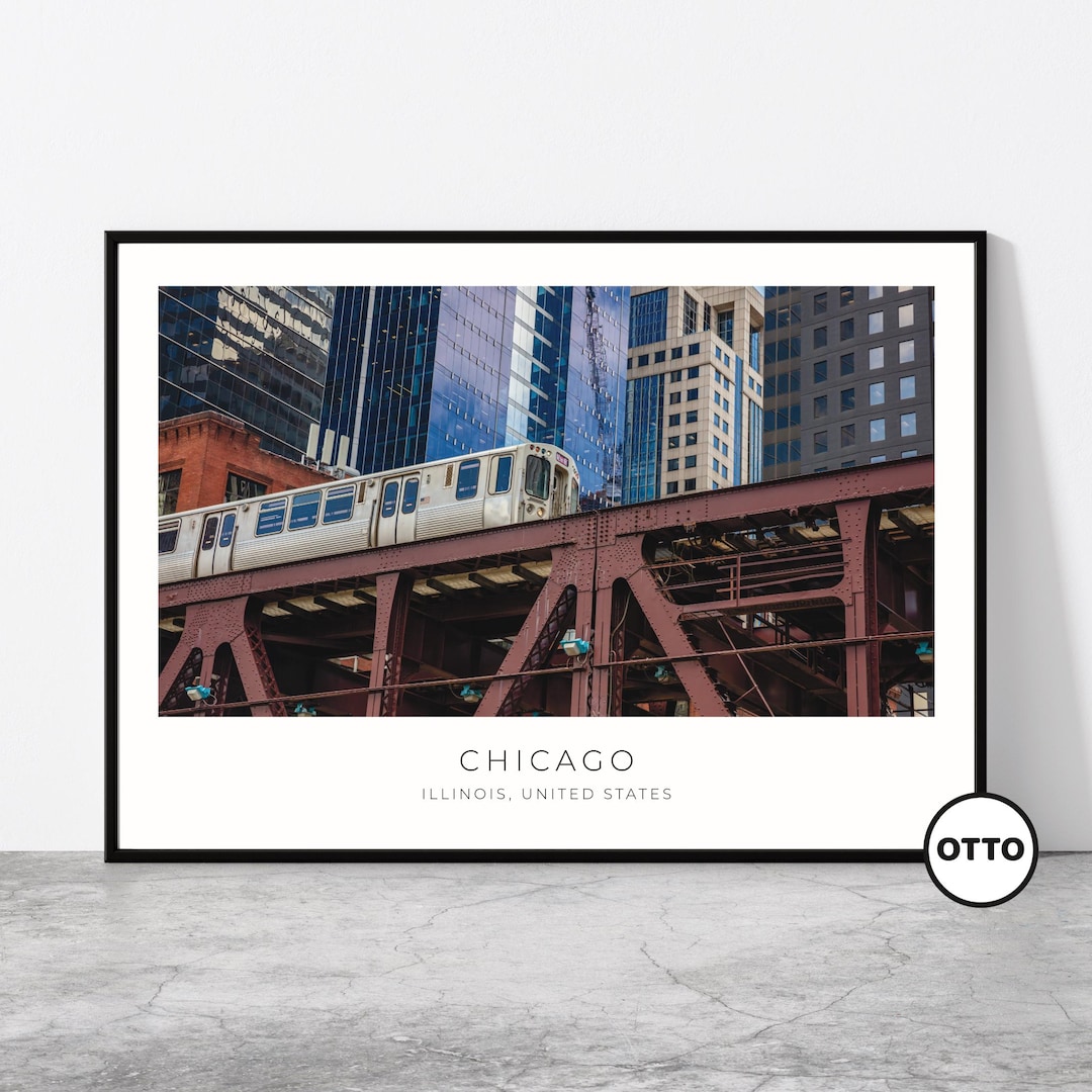 Chicago Wall Art | Chicago Home Decor Print | Train and Railroad Bridge ...