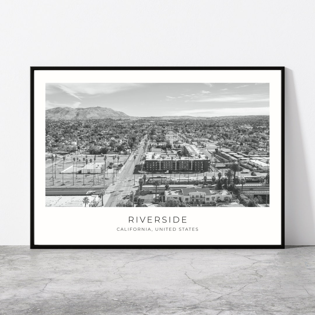 Riverside Wall Art | California Home Decor | Aerial Skyline Cityscape ...