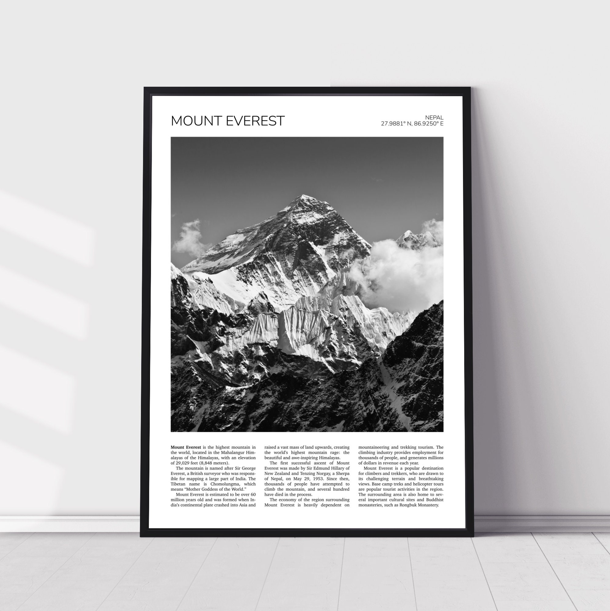 Mount Everest Wall Art Mt Everest Artful Travel Poster Print - Etsy UK