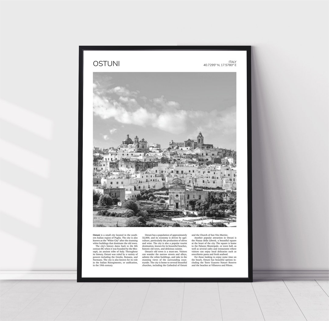 Ostuni Wall Art | Ostuni Home Decor Print | Skyline Cityscape Art ...