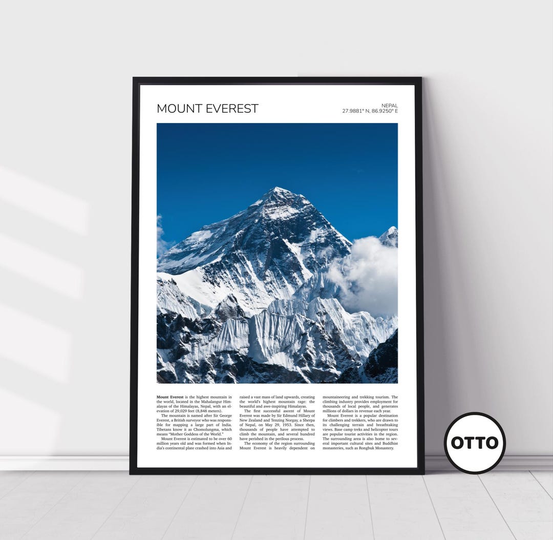 Mount Everest Wall Art | Mt Everest Artful Travel Poster Print Photo ...